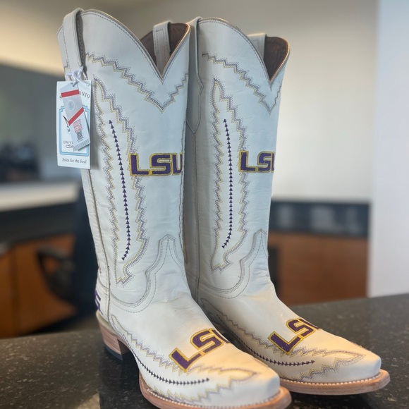 Vaccari | Shoes | Naomi Lsu Cowboy Boots With Geaux Tigers On The Heel ...